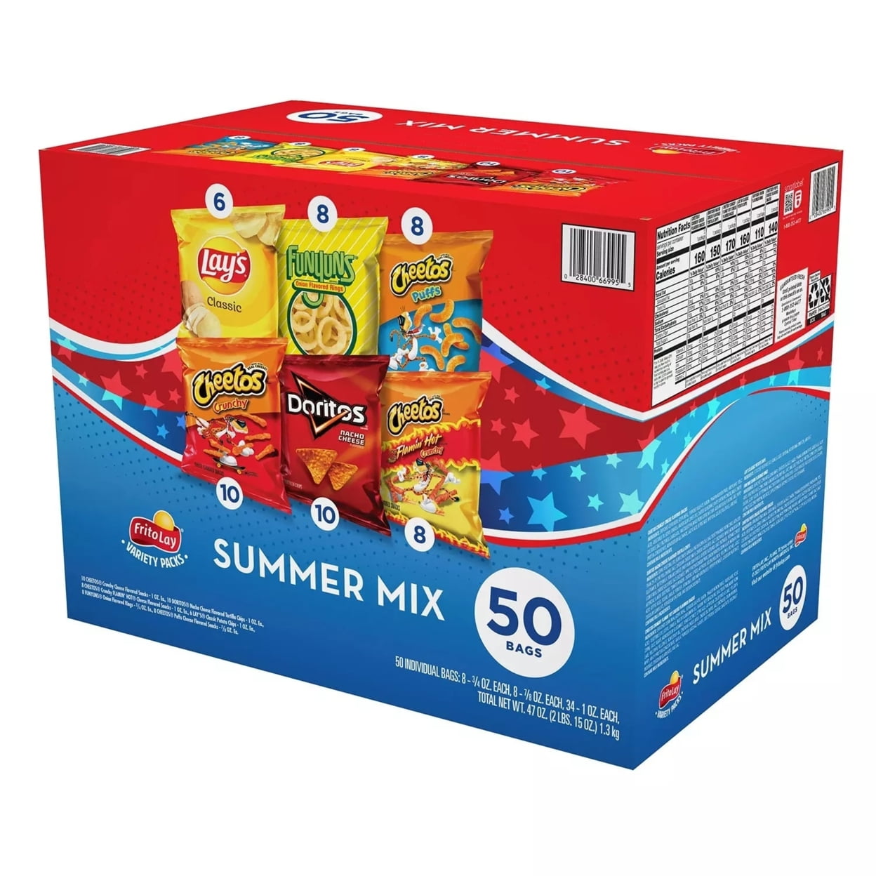 Frito-Lay Summer Mix Variety Pack, 50 Count, Assorted Chips and Snacks ...