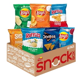 Lay's, Potato Chip Variety Pack, 40 Count, Classic and Flavored Snacks ...
