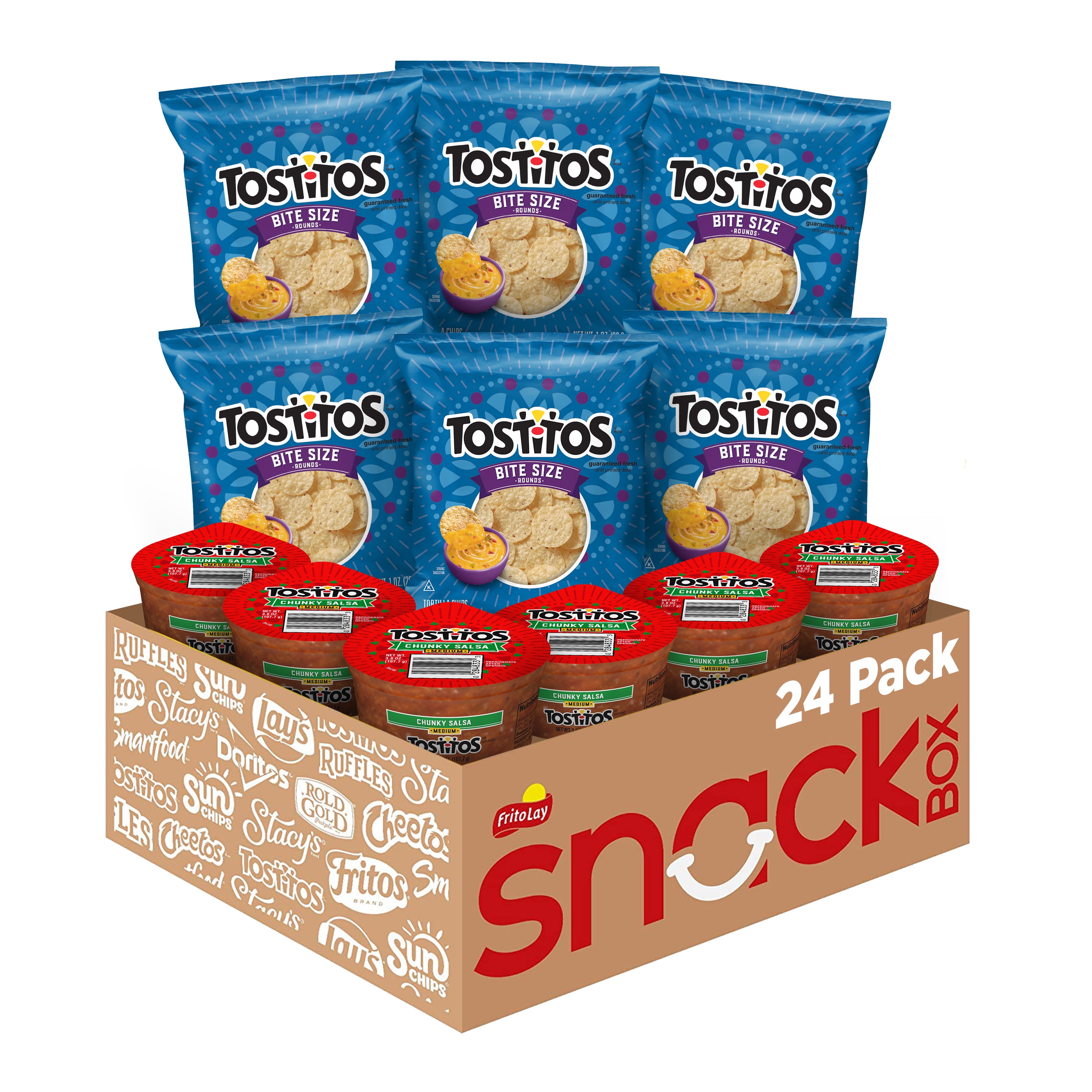 Frito Lay Tostitos Bitesize Rounds Chips and Salsa Dip Cups, Variety ...