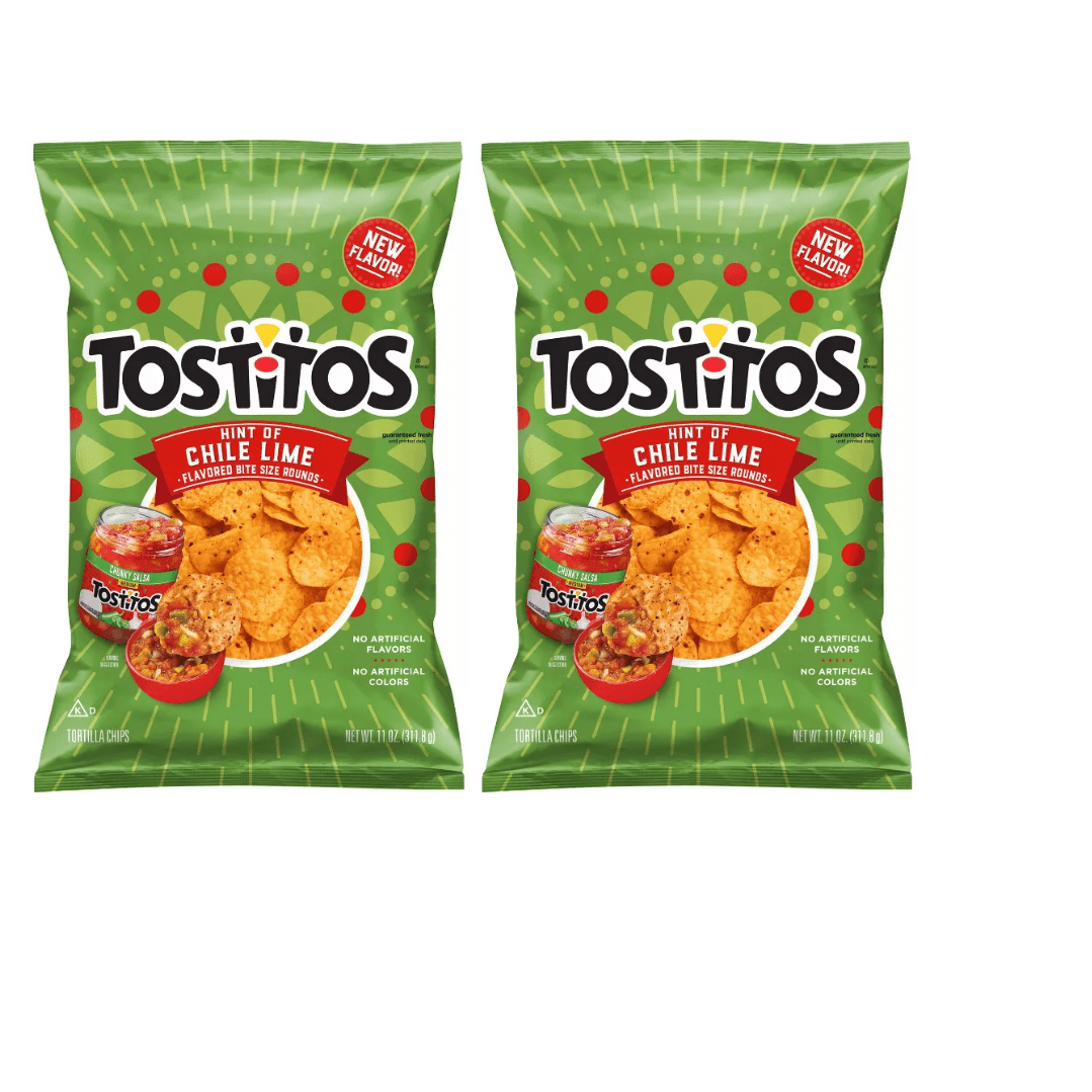Frito-Lay Tostitos Hint of Chile Lime Bite Size Rounds - 11oz pack of 2 ...