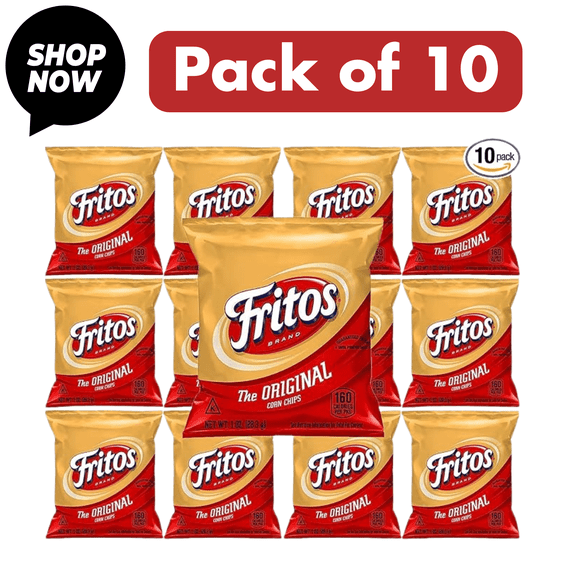 Fritos Original Corn Chips, 1 oz Bags, Pack of 10, Hearty Crunch Snack ...