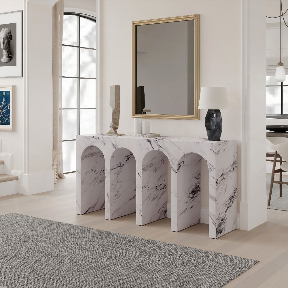 Fritzy Engineered Stone Console Table with Anti-Yellowing, Waterproof ...