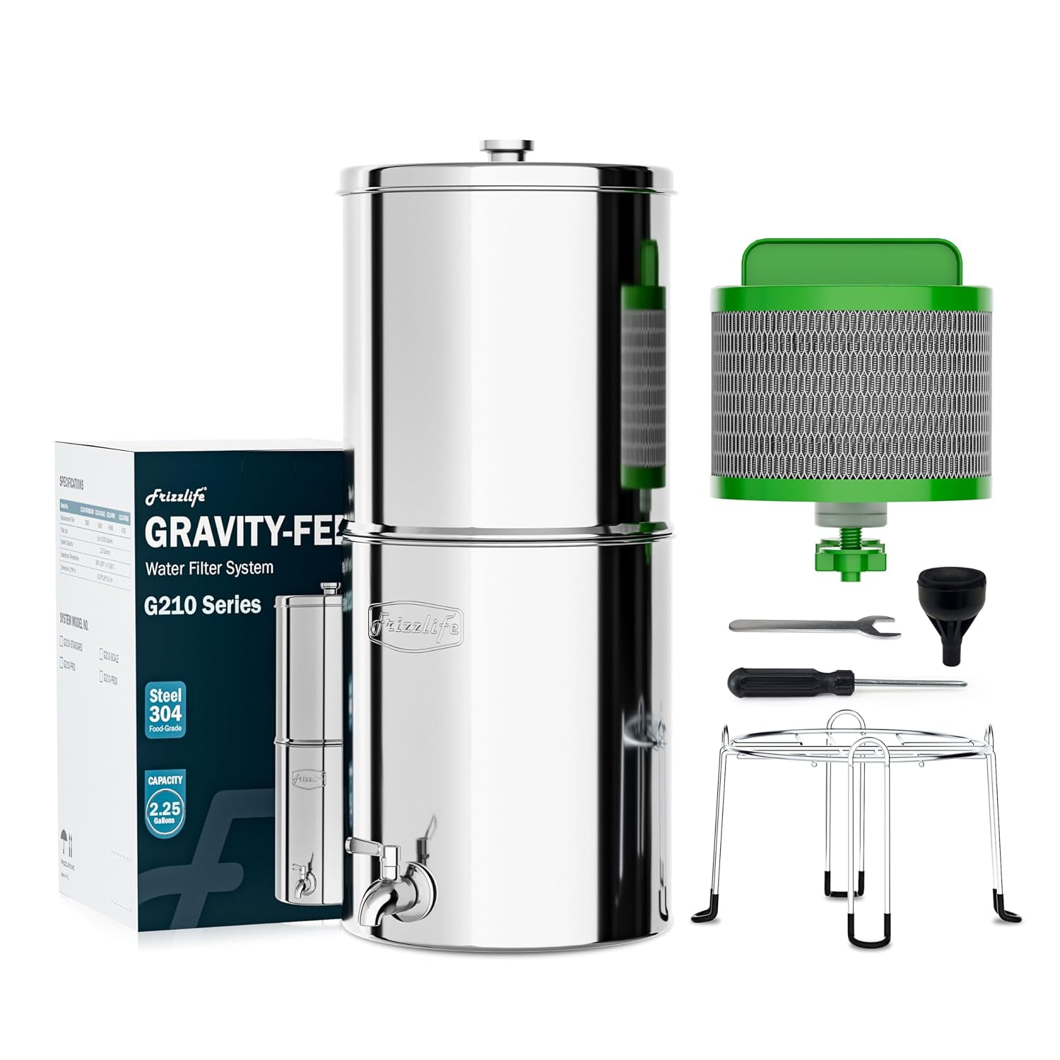 Frizzlife G210-PRO Gravity Water Filtration System, Certified Element ...