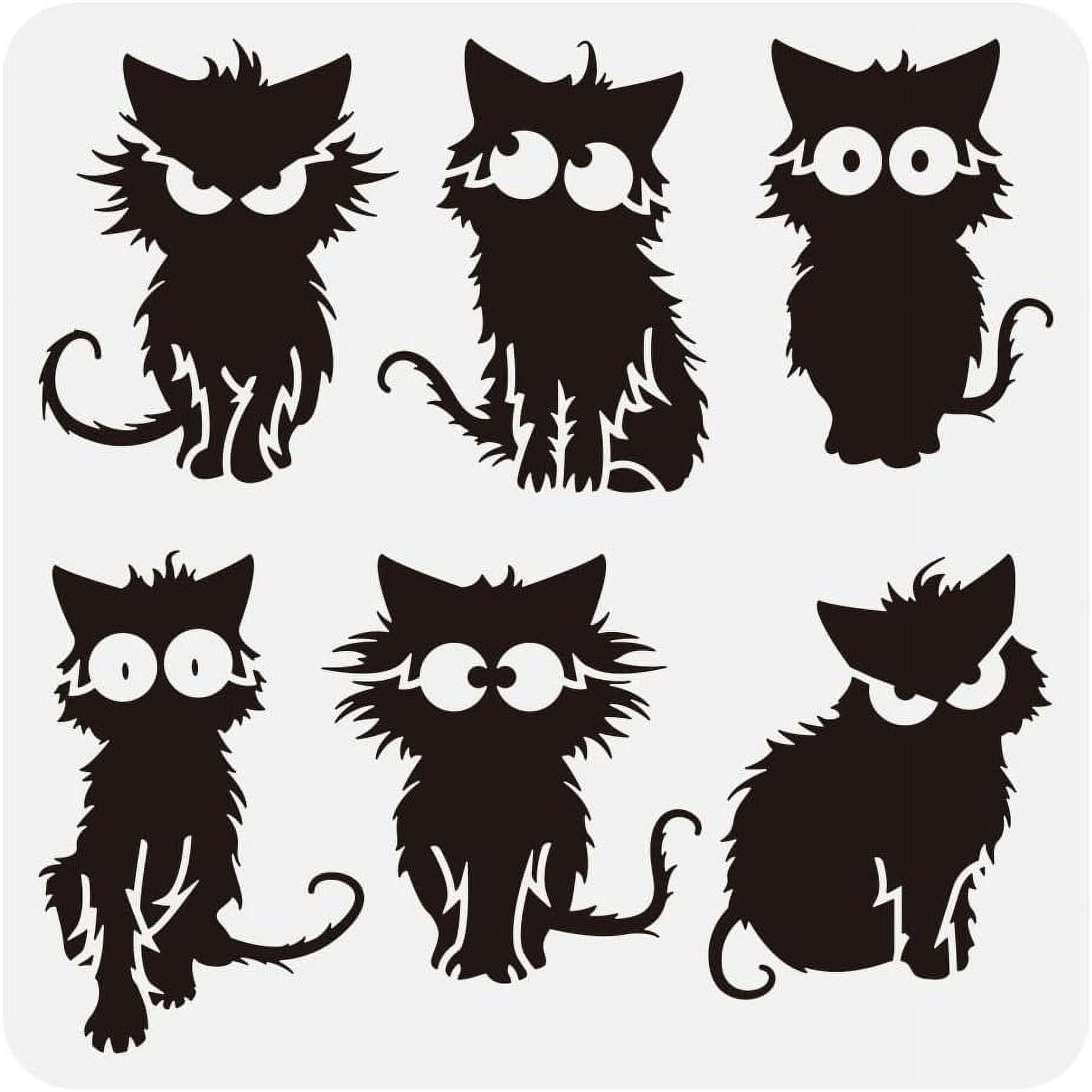 Frizzy Cat Large Stencil 11.8x11.8inch Cartoon Cat Painting Stencils ...