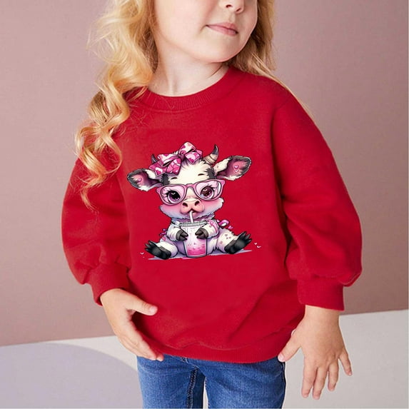 Frnrwgo Girls Sweatshirt for Kids Cute Graphic Print Long Sleeve ...