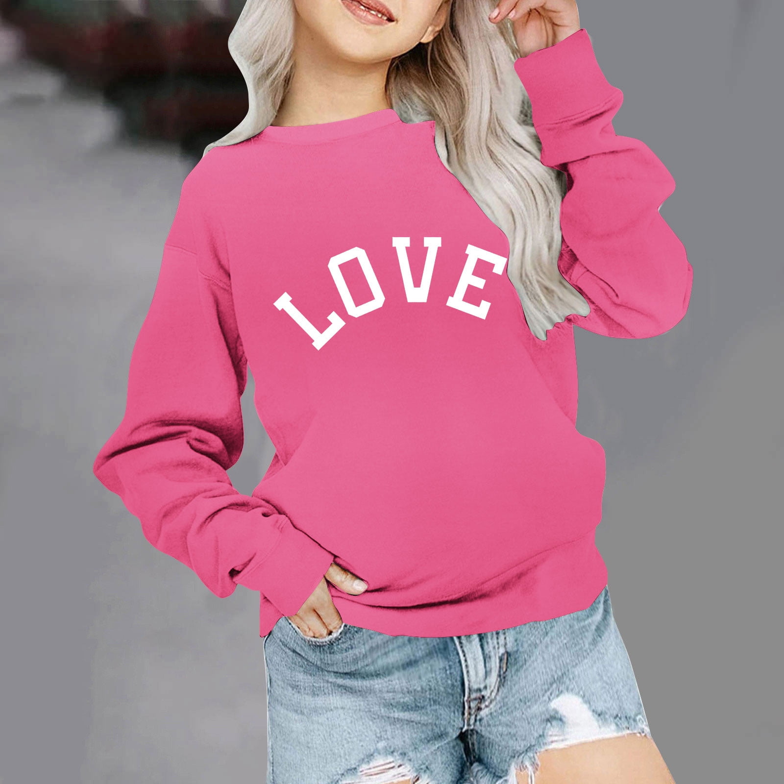 Frnrwgo Girls Sweatshirt for Kids Letter Print Round Neck Top Casual ...