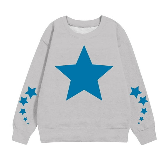 Frnrwgo Girls Sweatshirts for Kids Star Print Round Neck Pullover ...