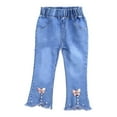 Frnrwgo Kid Jeans for Girls Elastic Waist Solid Color Fashion Denim ...