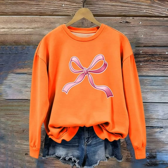 Frnrwgo Kids Girls Sweatshirt Cute Bow Print Crew Neck Pullover Soft ...