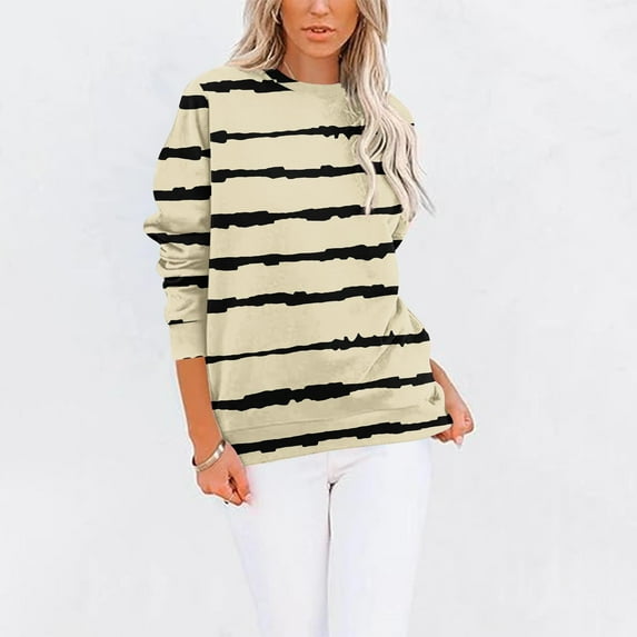 Frnrwgo Long Sleeve Shirts for Women Loose Pullover for Spring Round ...