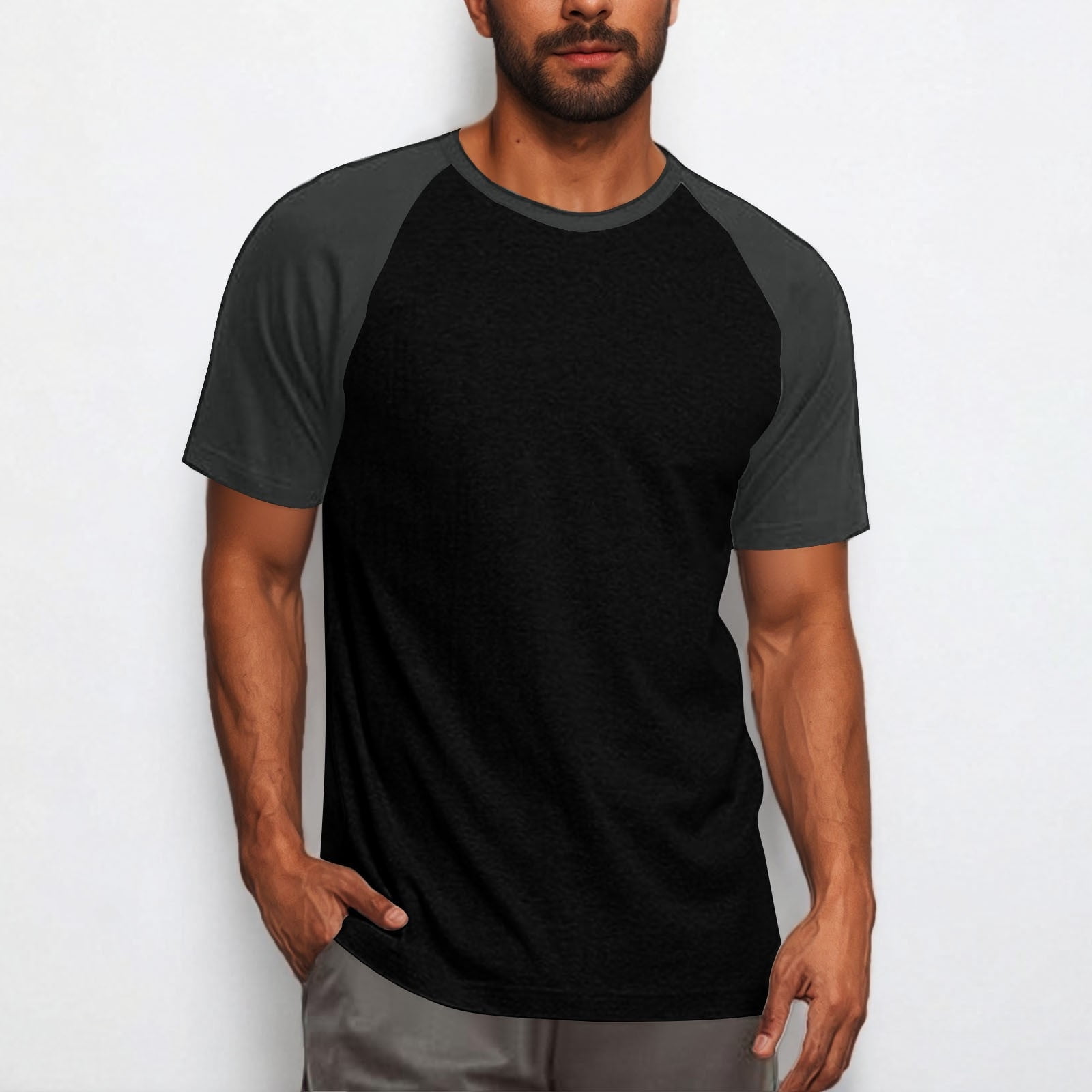 Frnrwgo Mens Basic Short Sleeve Crew T-Shirt Round Neck Comfortable ...