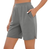 Frnrwgo Women Summer Shorts High Waisted Side Slit Solid Color Stretchy ...