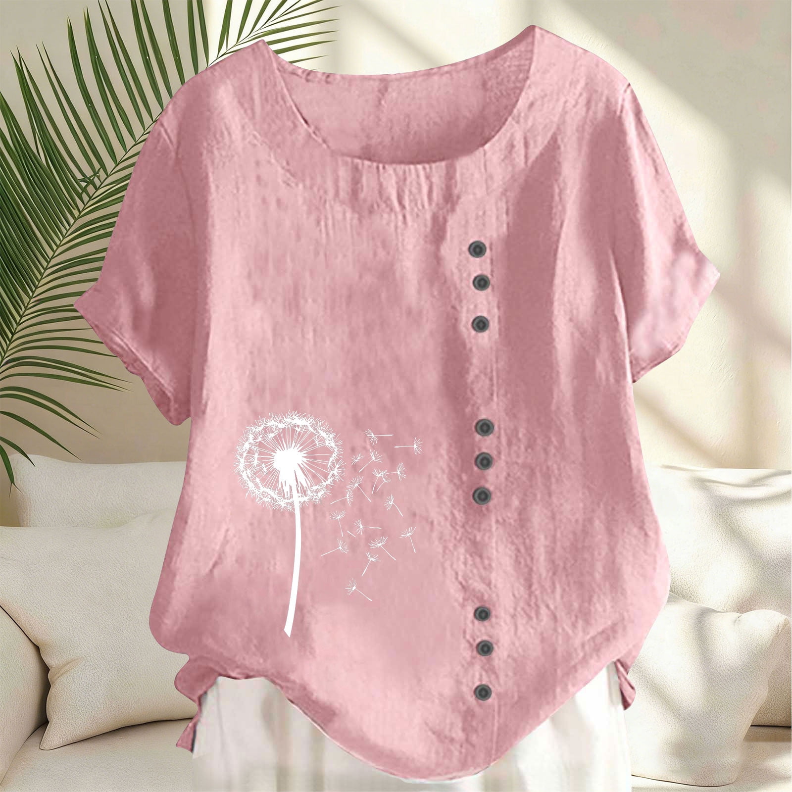 Frnrwgo Womens Short Sleeve Shirts Comfort Casual Crew Neck Pullover ...