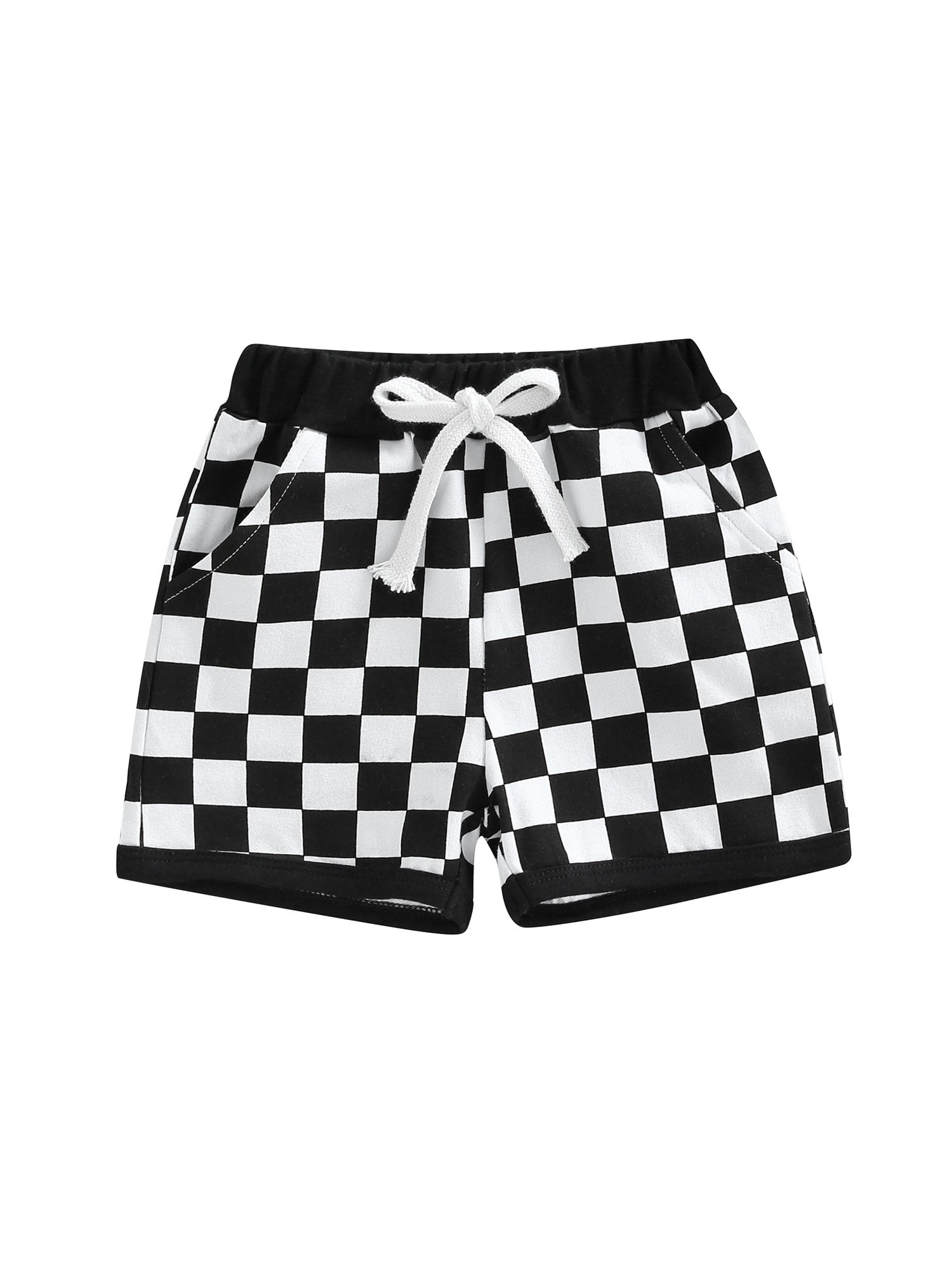 Frobukio Kids Toddler Baby Boys Shorts with Checkerboard Print, Elastic ...