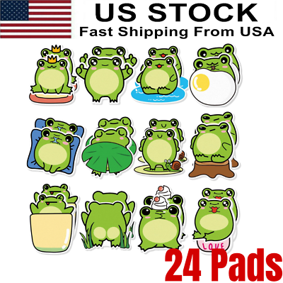 Frog,24 Pads Cute Sticky Notes Kawaii Fun Animal Sticky Notes Pads Bulk ...