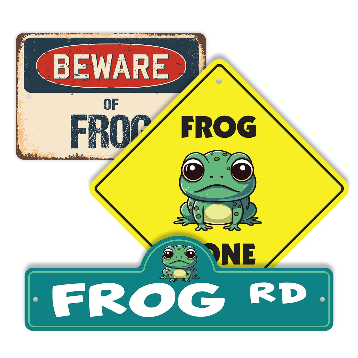 Frog (3 Pack) Large Plastic Street Sign Crossing Sign Warning Sign ...