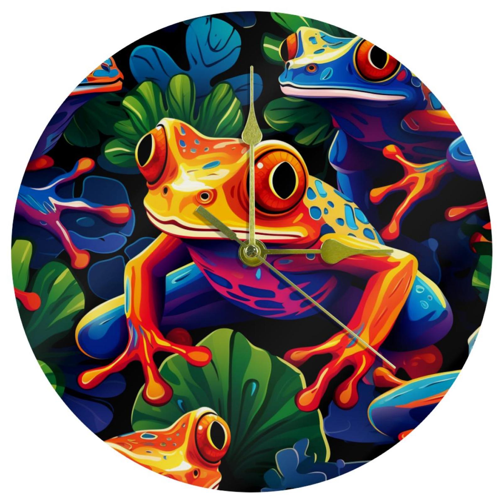 Frog 9.8 Inch Round Acrylic Wall Clock - Silent Non Ticking Battery ...