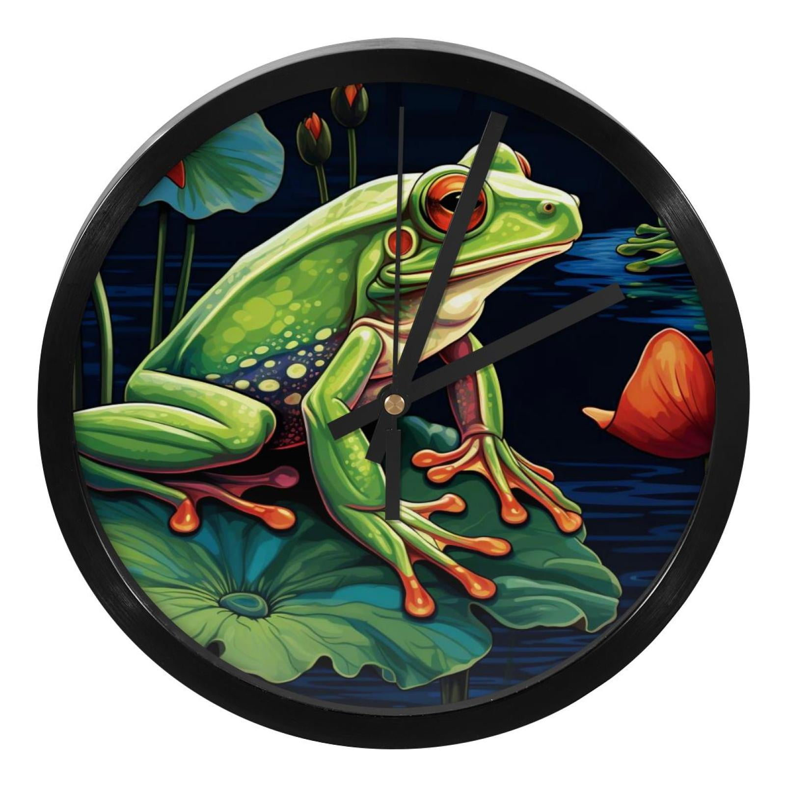 Frog 9.8 Inch Round Digital Wall Clock - Silent Non-Ticking Battery ...