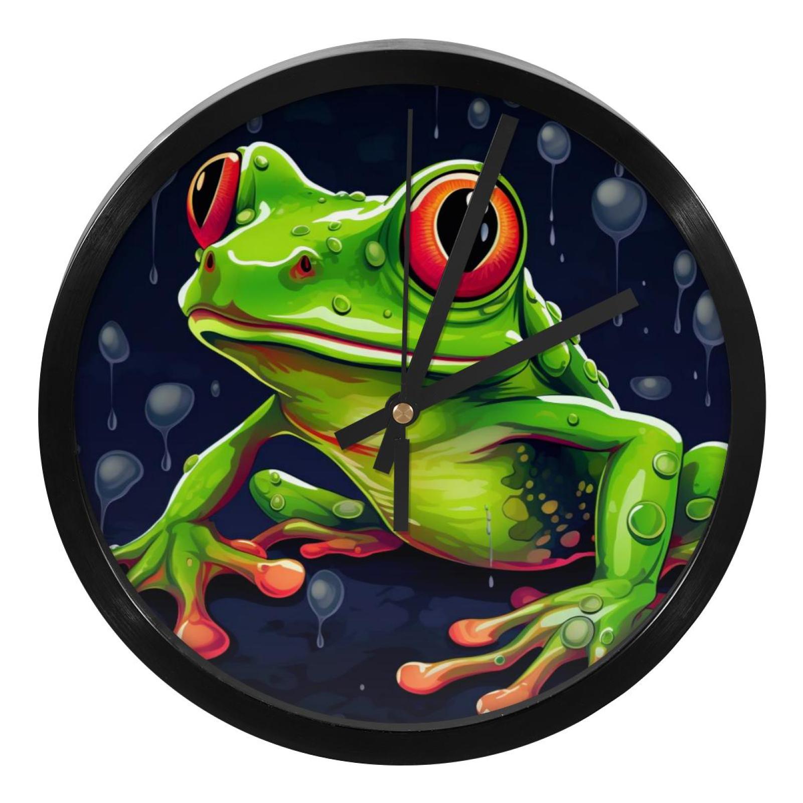 Frog 9.8 Inch Silent Round Digital Wall Clock - Battery Operated Clocks for Bedroom Living Room ...