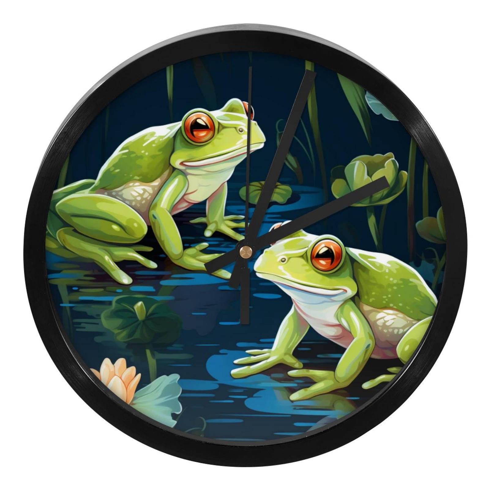 Frog 9.8 Inch Silent Round Digital Wall Clock - Battery Operated Clocks ...