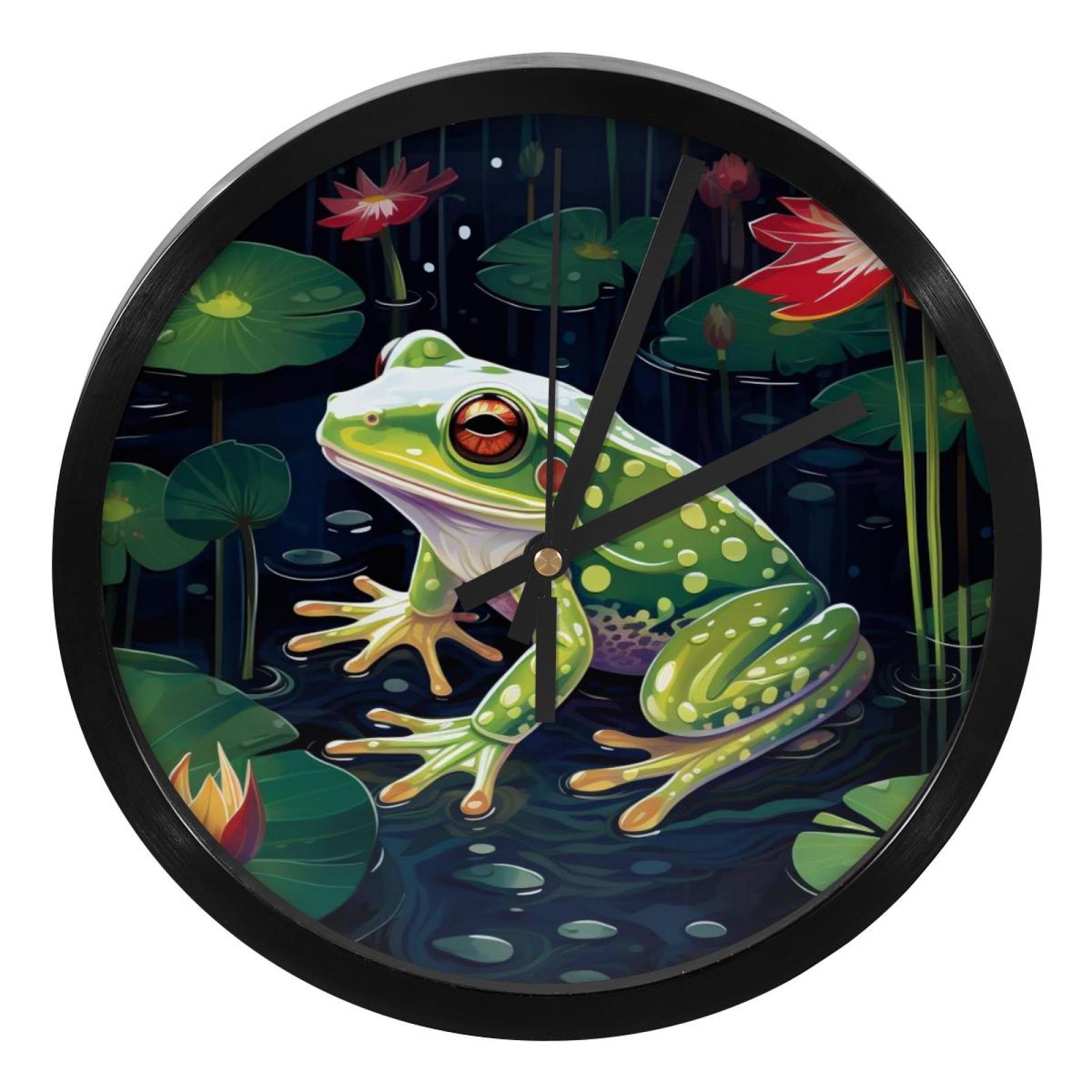 Frog 9.8 Inch Silent Wall Clock, Round Digital Battery Operated Clock ...