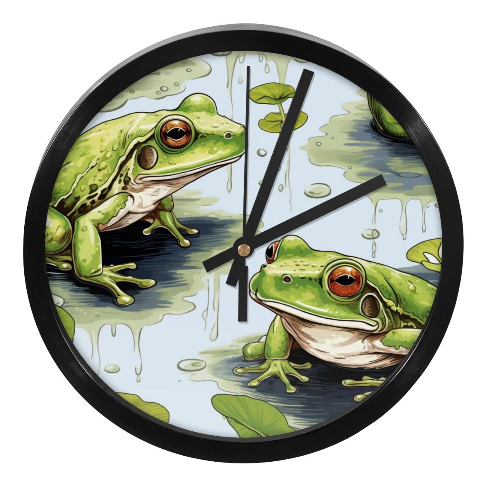 Frog 9.8 Inches Silent Wall Clock, Round Digital Battery Operated Clock ...