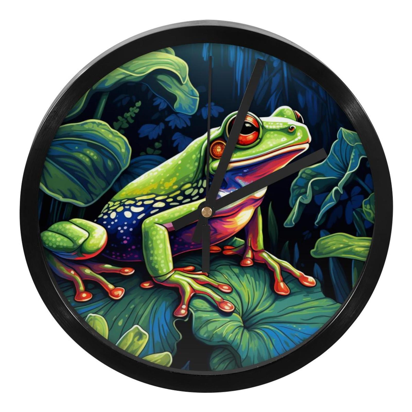 Frog 9.8 Inches Silent Wall Clock, Round Digital Battery Operated Clock ...