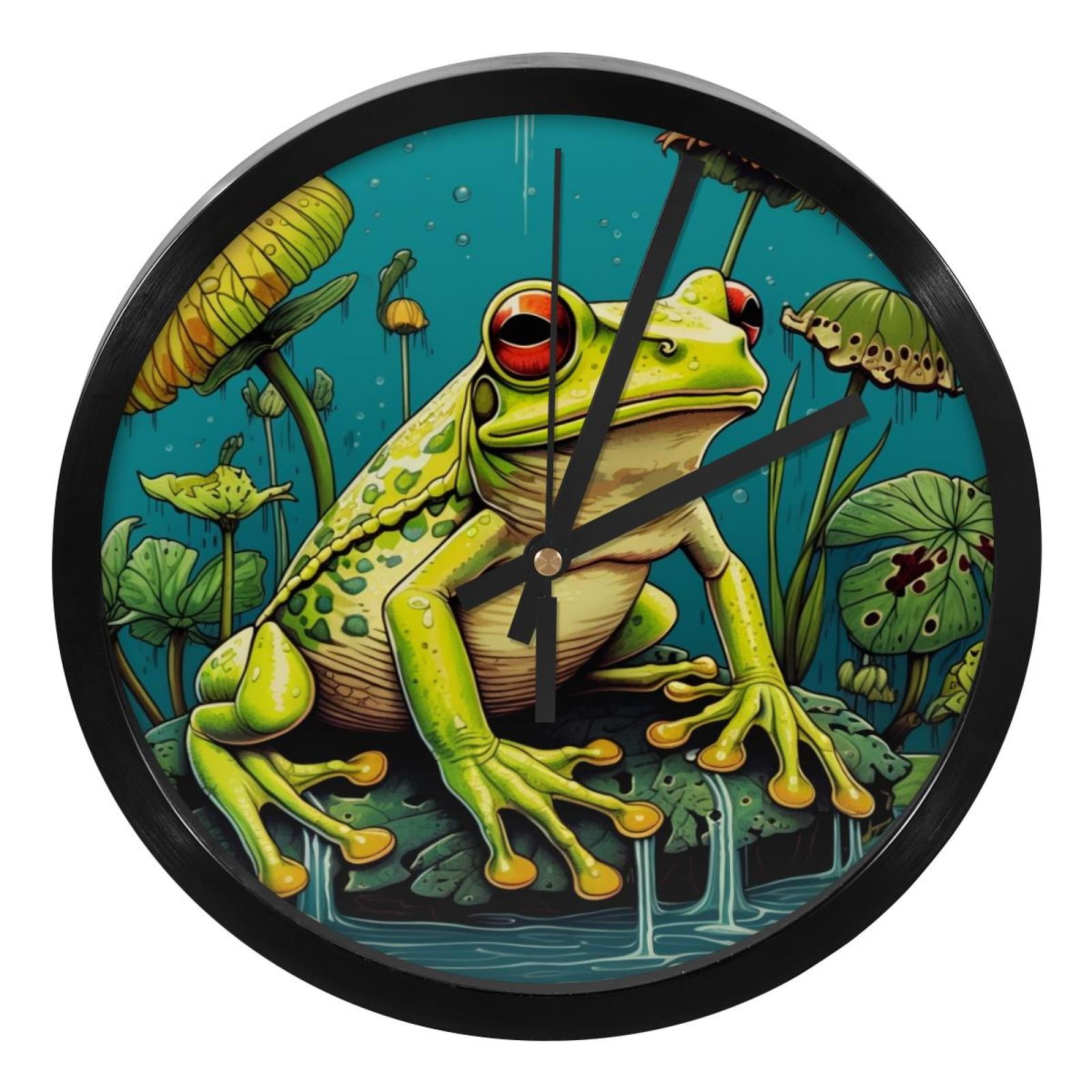 Frog 9.8 Inches Silent Wall Clock, Round Digital Battery Operated Clock ...