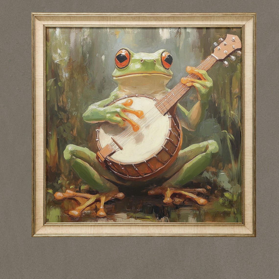 Frog Banjo Art Print Vintage, Frog Playing Guitar Wall Art, Victorian ...
