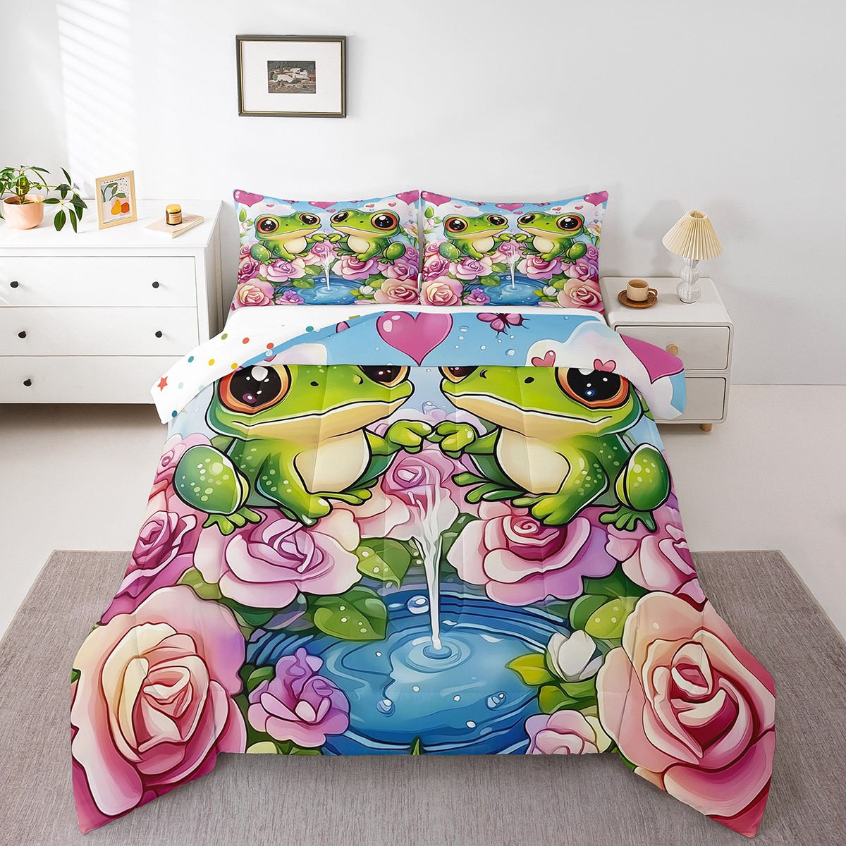 Frog Bedding Sets Twin Cute Cartoon Animal Comforter Set for Boys Girls ...