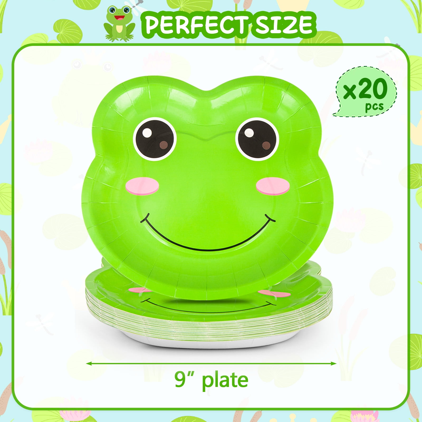 Frog Birthday Decorations 20-Pack Frog Paper Plates 9-Inch Frog ...