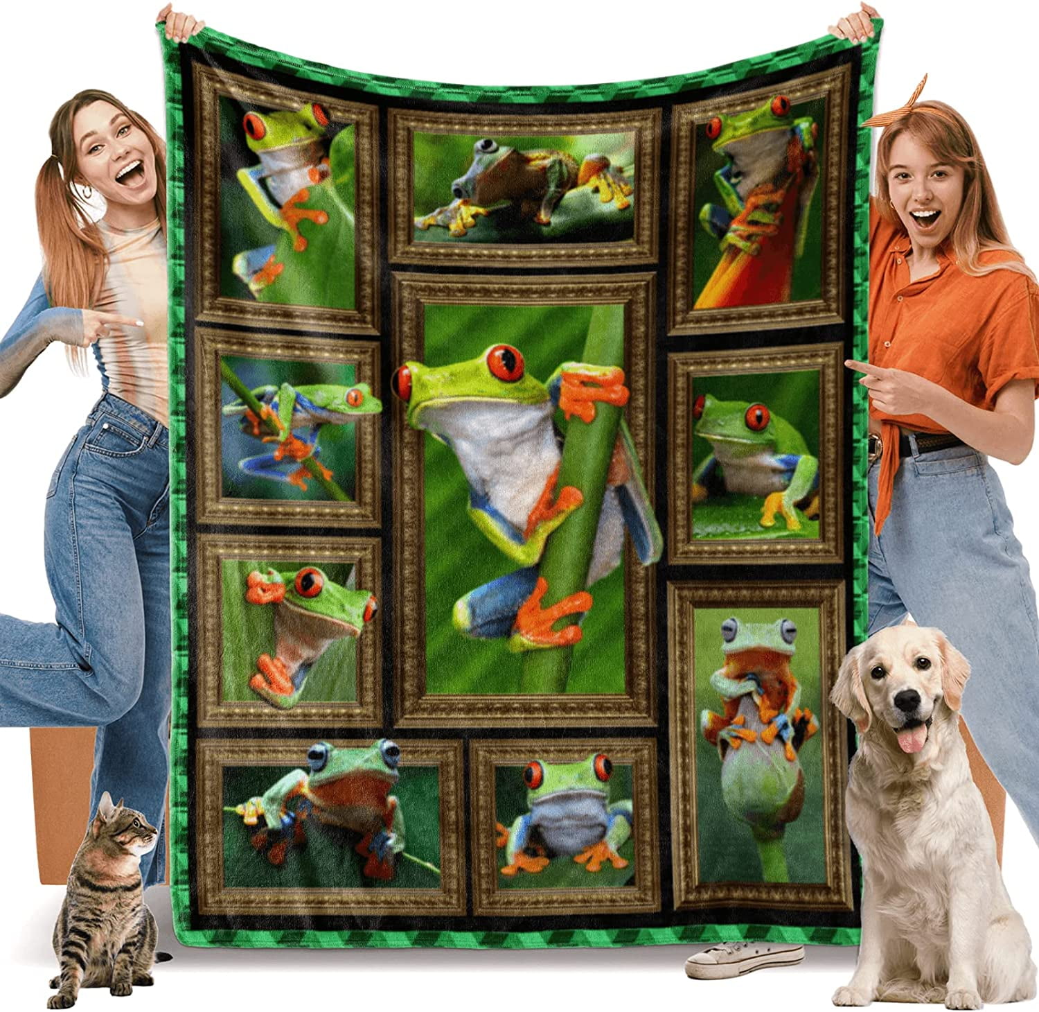 Frog Blanket for Womens Mens Kids, Frog Gifts for Frog Lover, Soft Cozy Lightweight Warm Frog ...