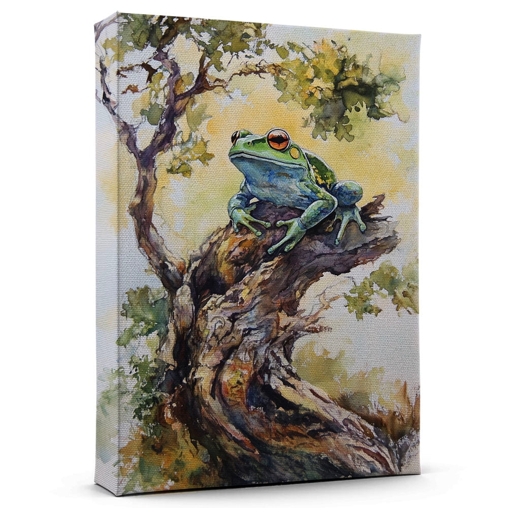 Frog Blueish Dumpy Tree Canvas Wall Art Animal Decor, Frog Blueish ...