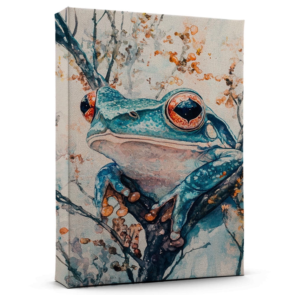 Frog Blueish Dumpy Tree Pictures Wall Decor - Colorful Frog Blueish ...
