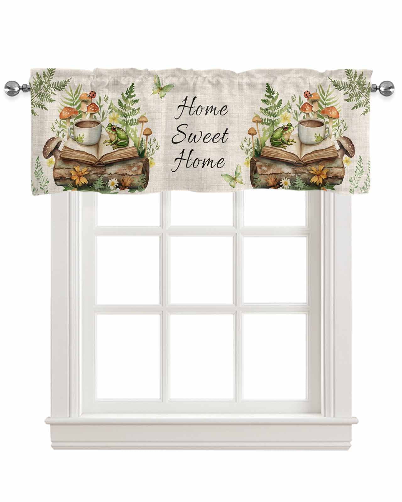 Frog Botanical Kitchen Valances for Windows Farmhouse Linen Window ...