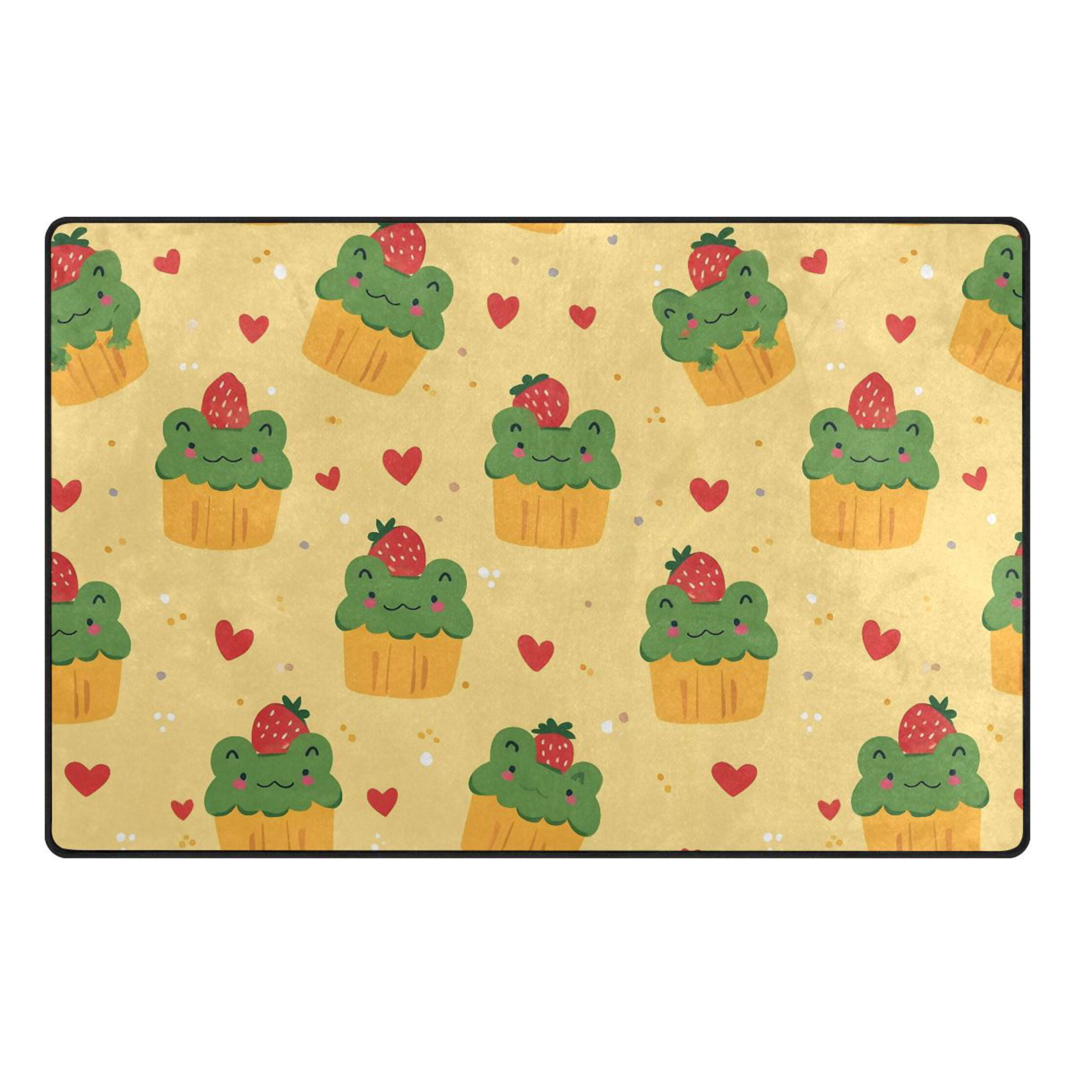 Frog Cake Heart Pattern Memory Foam Area Rug 60"x39" Non Slip ...