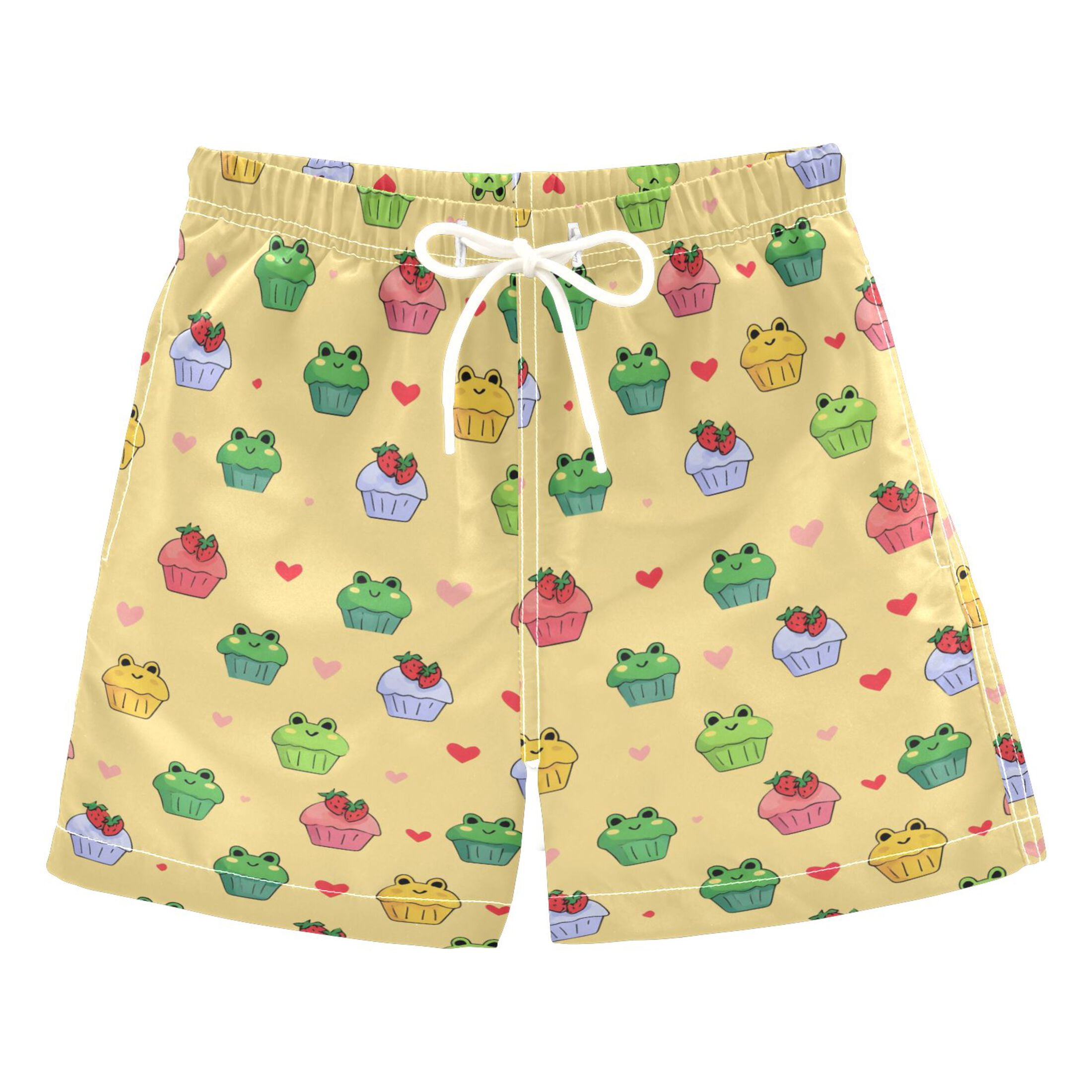 Frog Cake Heart Swim Trunks Quick Dry Beach Pool Board Shorts ...