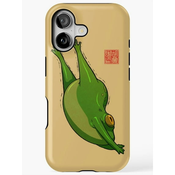 Frog Cat Stretch Whimsical Art Phone Case for iPhone 11 12 13 14 15 16 ...