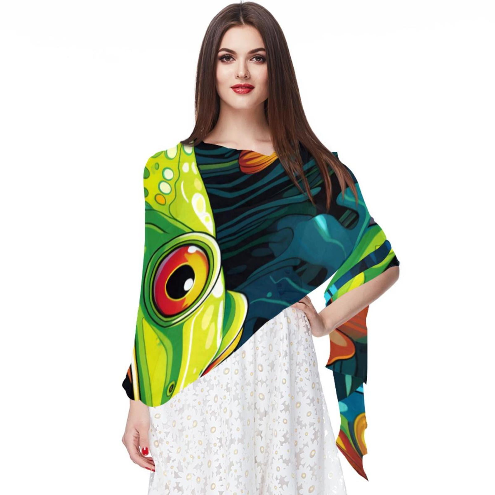 Frog Chiffon Head Scarf for Women - Translucent, Light, Breathable Silk ...