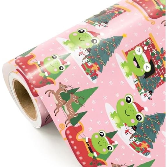 Frog Christmas Wrapping Paper - Mini Roll - 17 Inch x 16.5 Feet ...