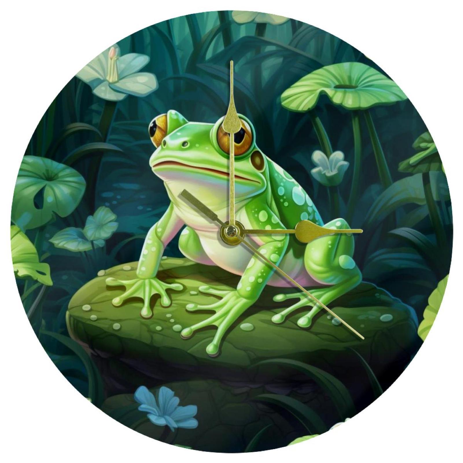 Frog Circular Acrylic Wall Clock - Elegant Timepiece for Home Décor ...