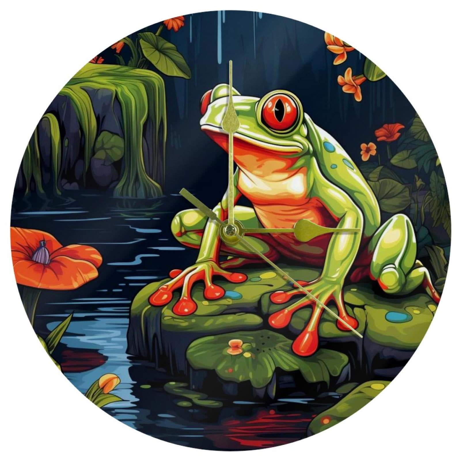 Frog Circular Acrylic Wall Clock - Sleek and Stylish Timepiece for ...