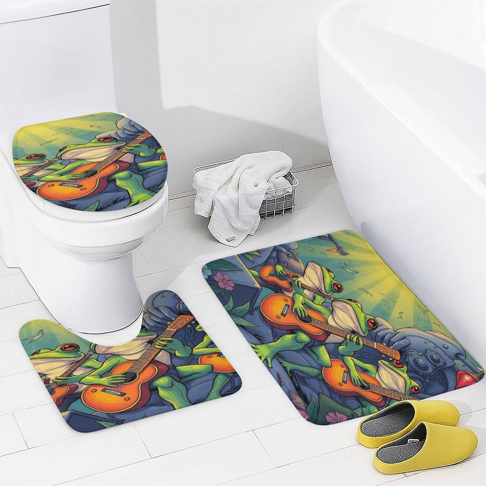 Frog Concert Bathroom Rugs Set 3 Piece with Non-Slip Bath Rugs Toilet ...