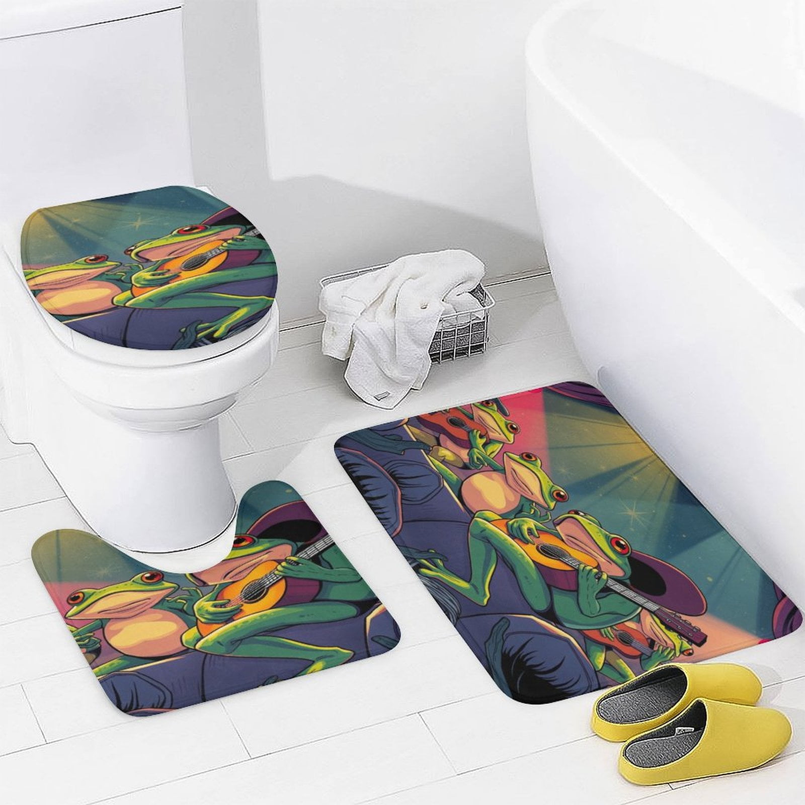 Frog Concert Bathroom Rugs Set 3 Piece with Non-Slip Bath Rugs Toilet ...