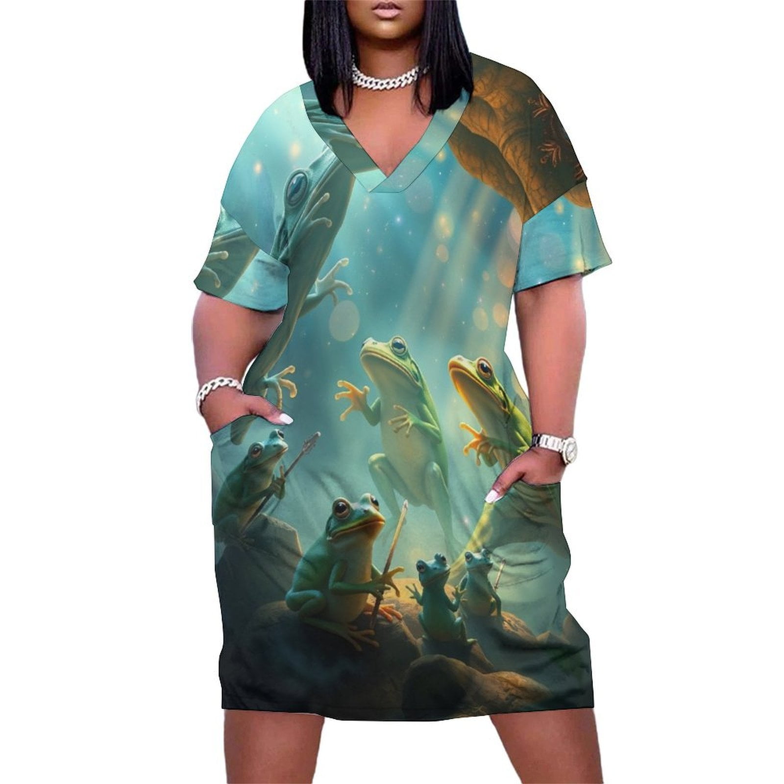 Frog Concert Loose Pocket Dress Dresses for Special Events Women"s ...