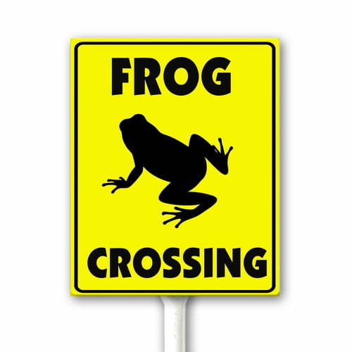 Frog Crossing Sign, Frog Xing Yellow Road Signs, Funny Spring Garden ...