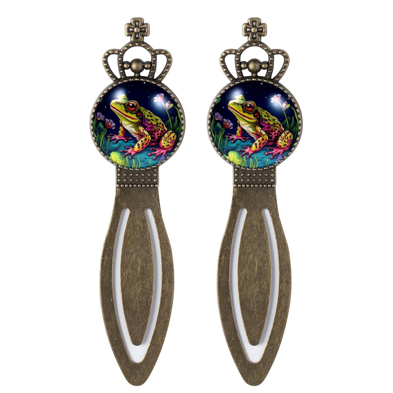Frog Crown-Shaped Vintage Bookmarks, Stainless Steel Metal Book Marks ...