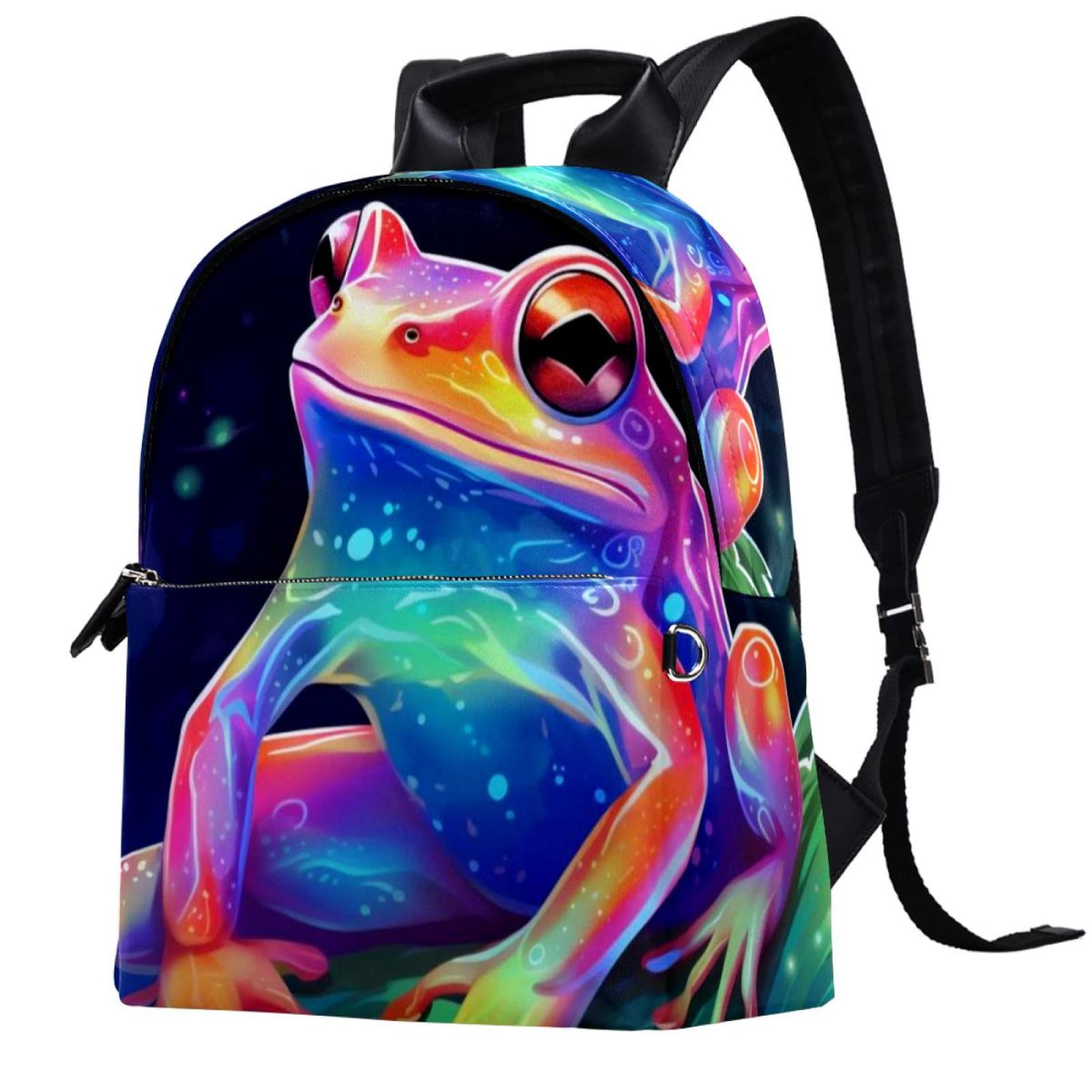 Frog Cute Leather Teacher Backpack for Men Women Teens Work School ...