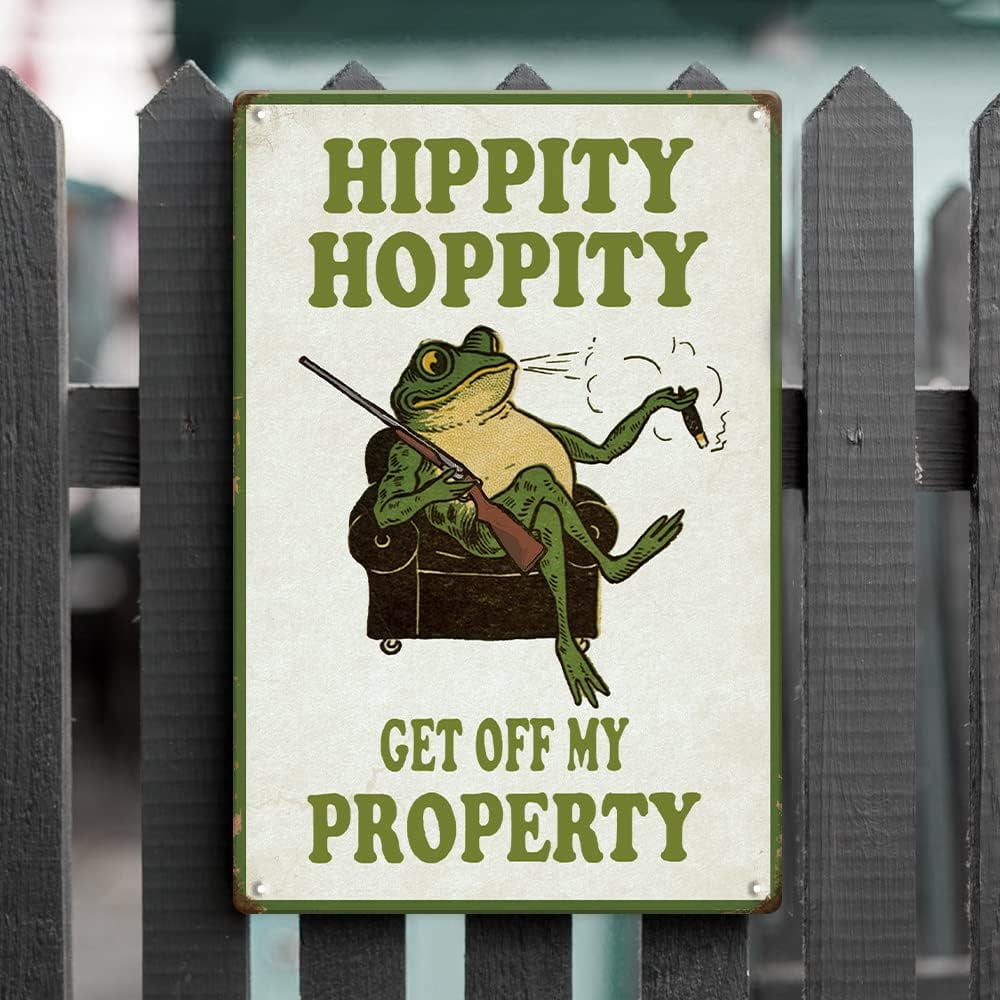 Frog Decor Signs for Bedroom Hippity Hoppity Get of My Property, 8x12 ...