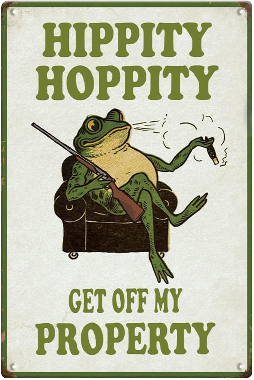 Frog Decor Vintage Retro Decor Signs for Bedroom Hippity Hoppity Get of ...